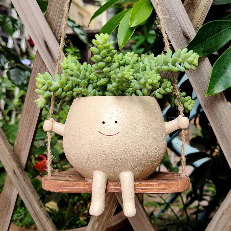 Cute Hanging Plant Pot,Swinging Smiley Face Hanging Planter, Cute ...