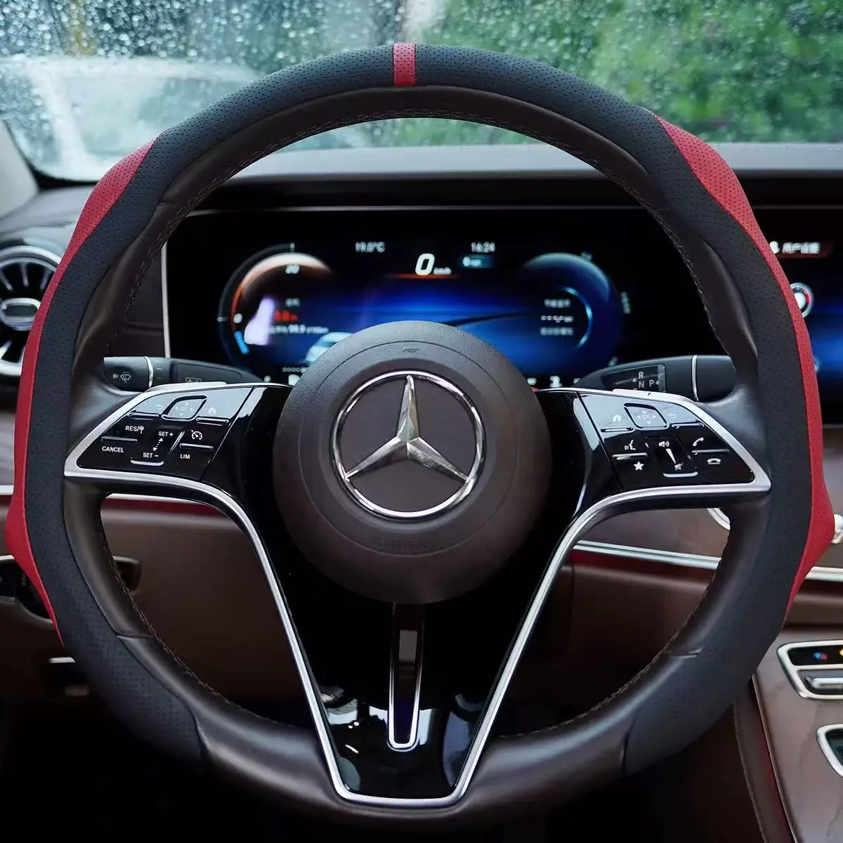 New 15-inch anti-slip Nappa leather two-tone steering wheel cover ...