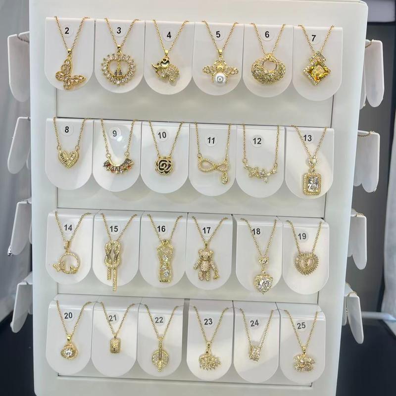 05Christmas Sparkling Heart Zircon Clavicle Necklace for Women Niche ...