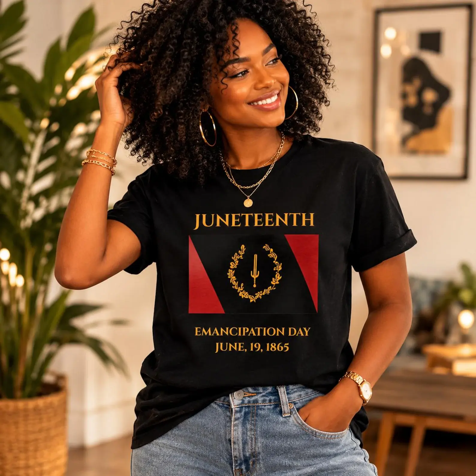 Juneteenth Emancipation Day Unisex Tee, Black American Heritage Flag ...