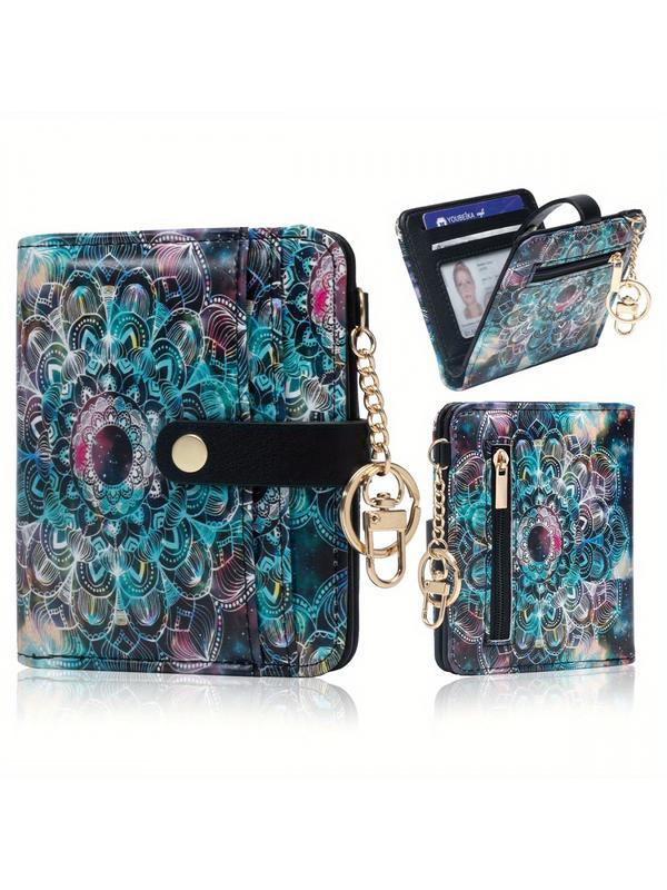 Mandala flower pattern RFID women's wallet, ultra-thin and small credit ...