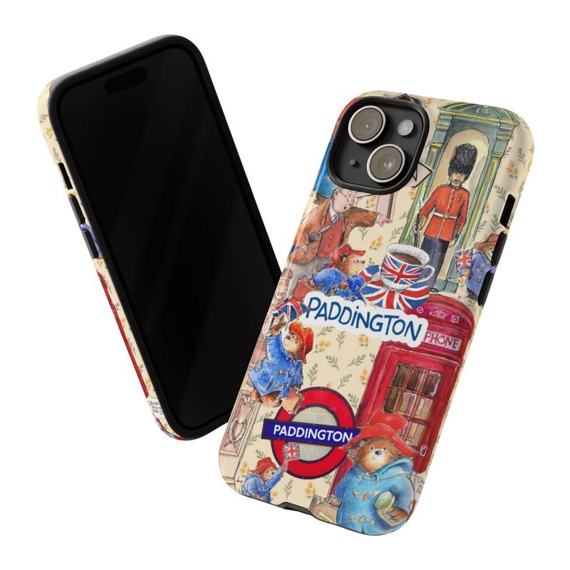 Paddington Bear London Phone Case, British Collage with Red Bus, Guard ...