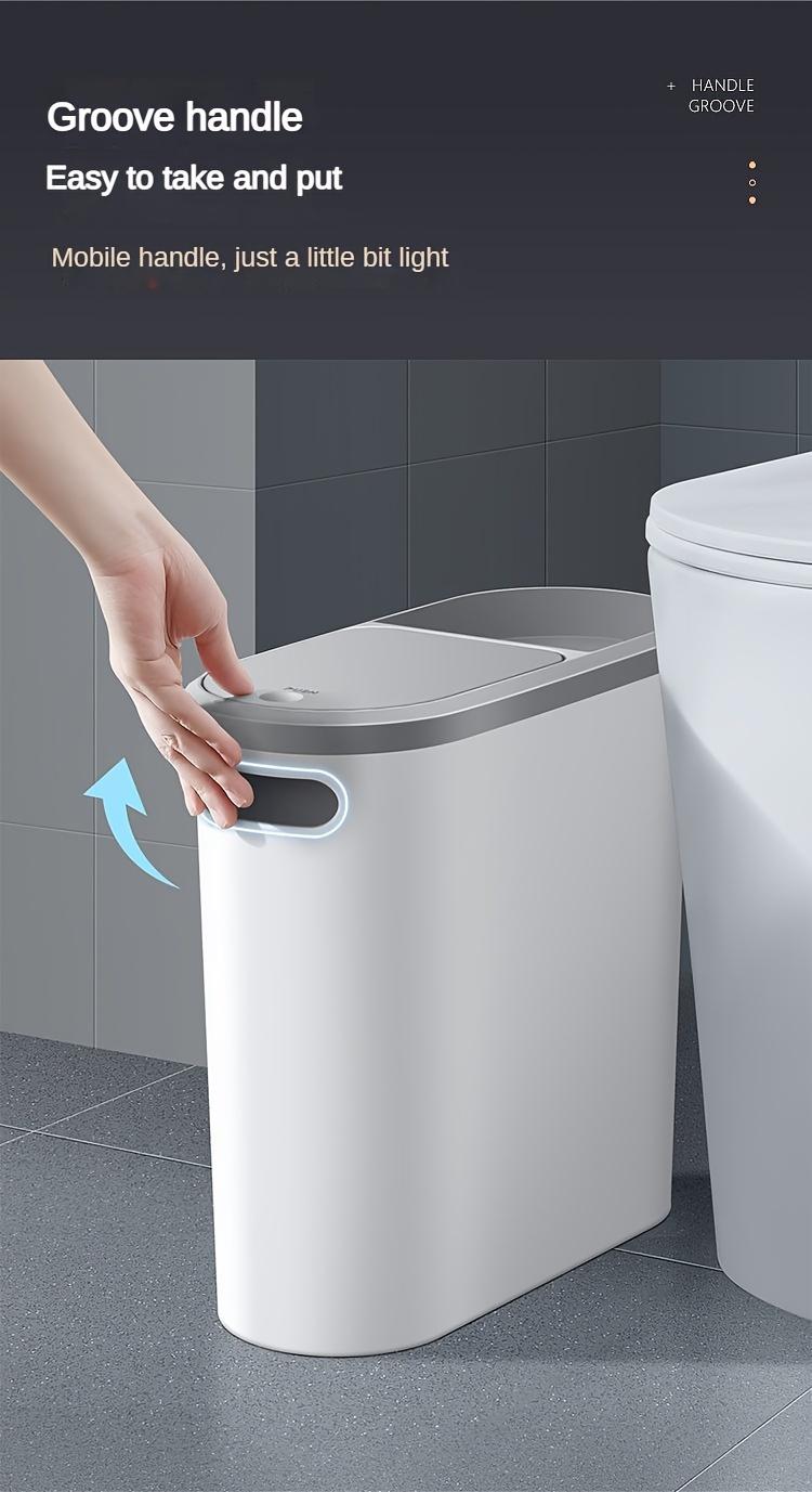 Stylish Large Capacity Push-On Kitchen Trash Can with Lid - Space ...