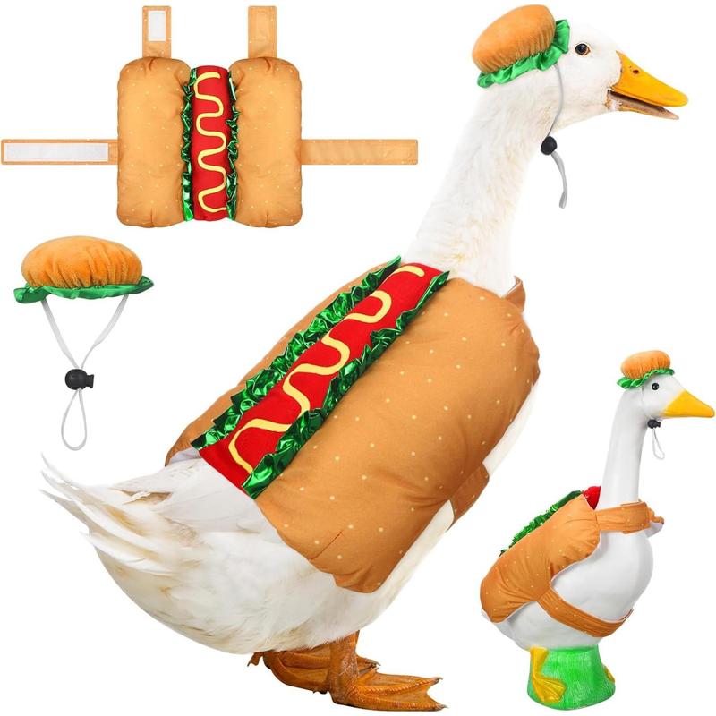 2 Pcs Hot Dog Goose Outfit Porch Goose Clothes Graduation Funny Food ...
