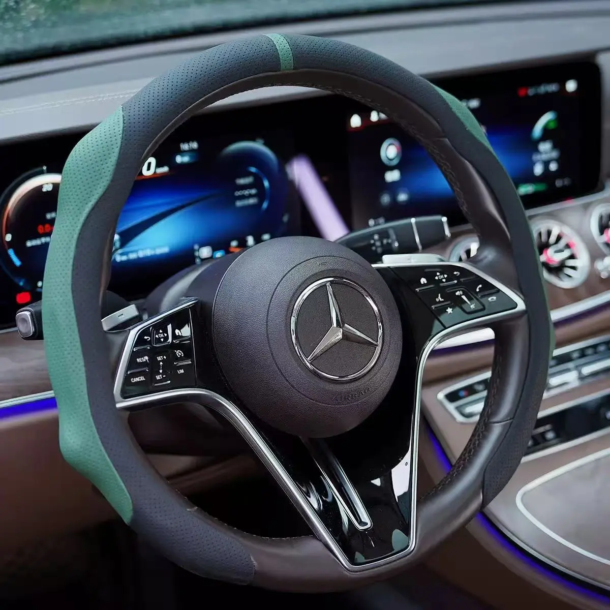 New 15-inch anti-slip Nappa leather two-tone steering wheel cover ...