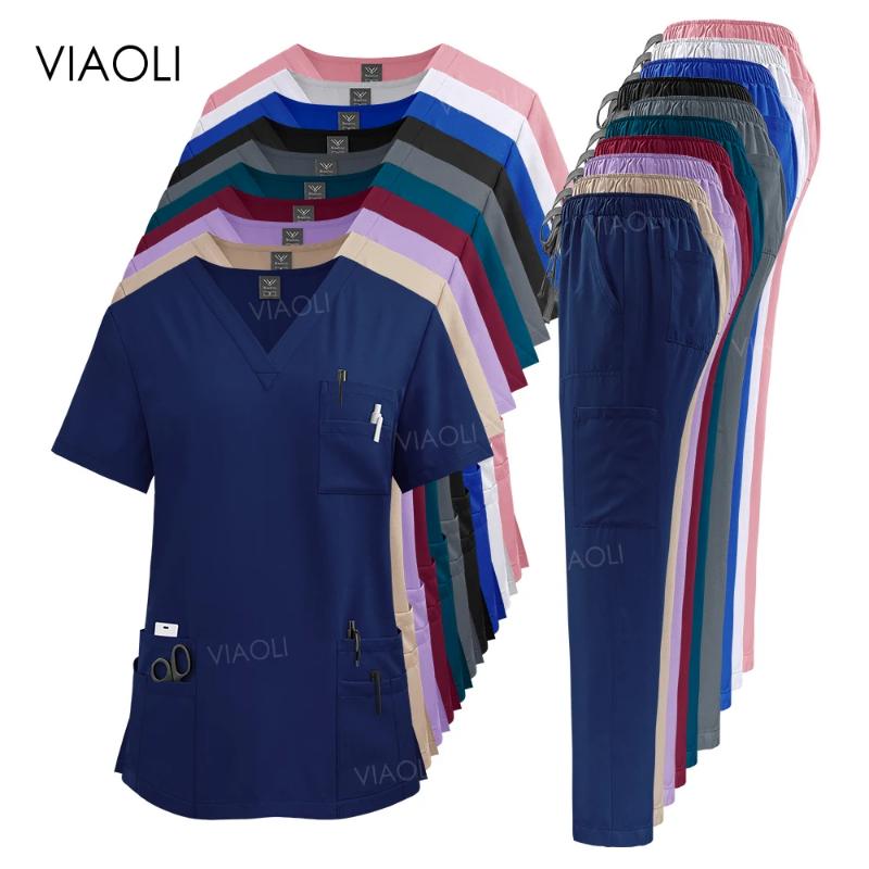 Women's work uniform Medical Uniform Scrub Hospital Working Scrubs Set ...