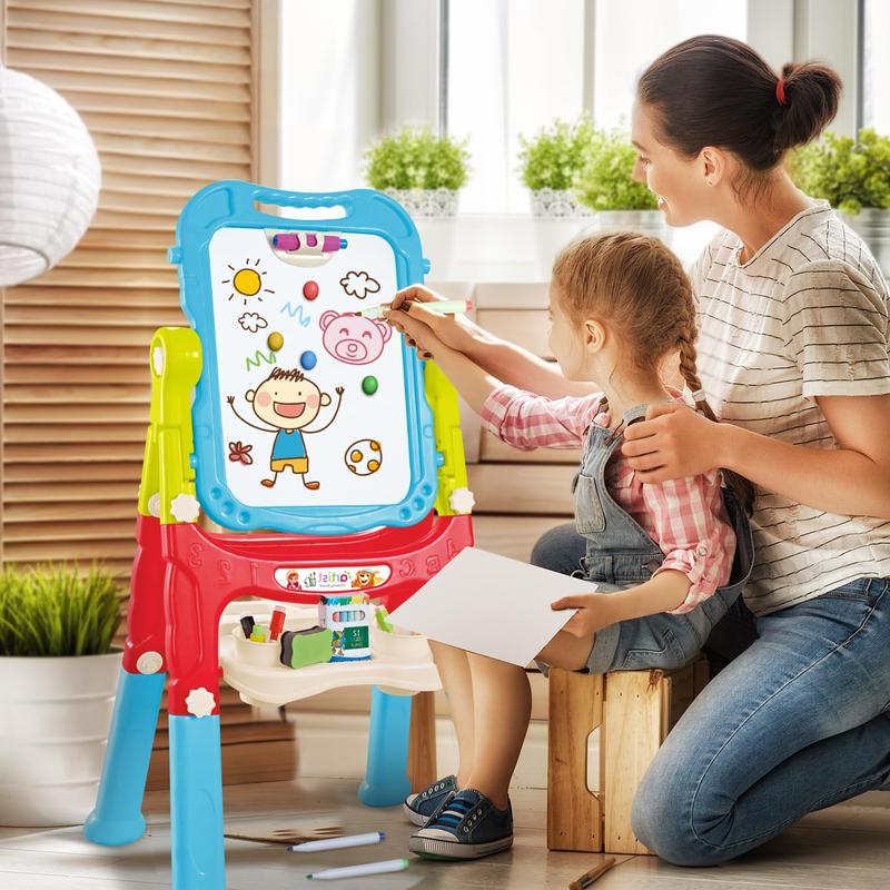 Kids Easel, Art Magnetic White Board & Chalkboard Double Side ...