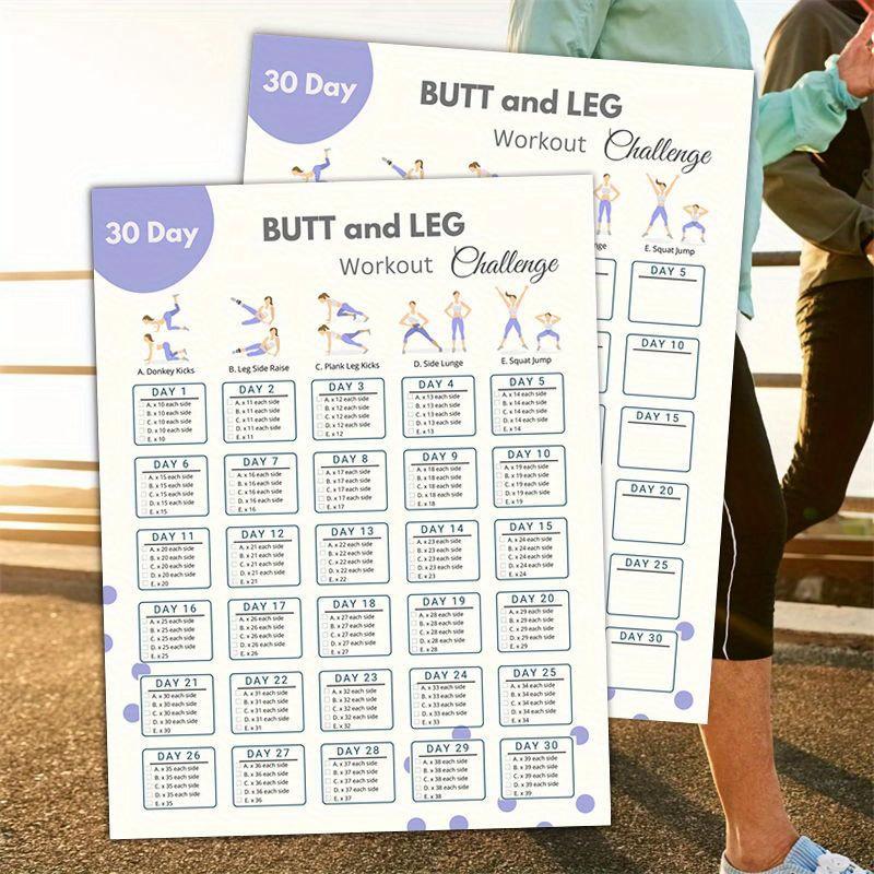 30-Day Butt and Leg Workout Challenge Poster Set of 2 - Paper Fitness ...