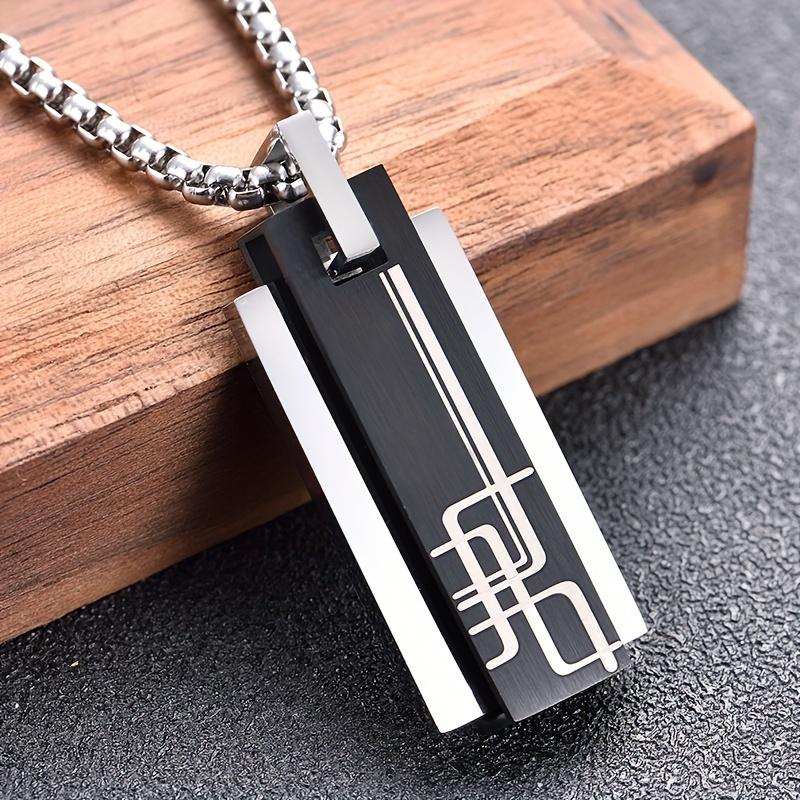1pc Alpaca Men's Stainless Steel Square Pendant, 202 Stainless Steel ...