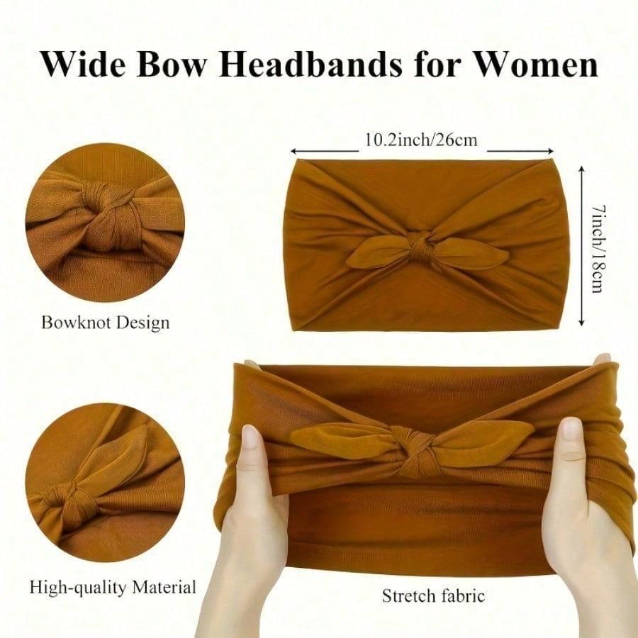 4-Pack Wide Rabbit Ear Elastic Ribbon Hair Accessories Set, Sports Yoga ...