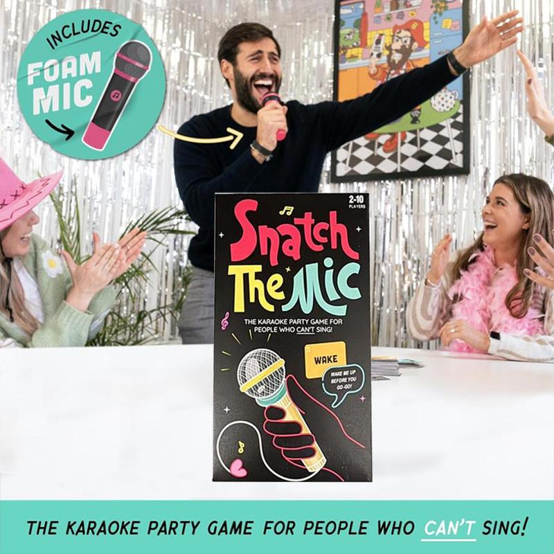 Snatch The Mic Karaoke Game, Party Table Game, 250 Lyrics Cards & 2 ...