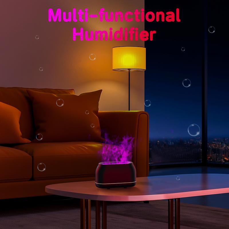 Silent 7-Color LED Flame Essential Oil Diffuser, Auto-Off Humidifier ...