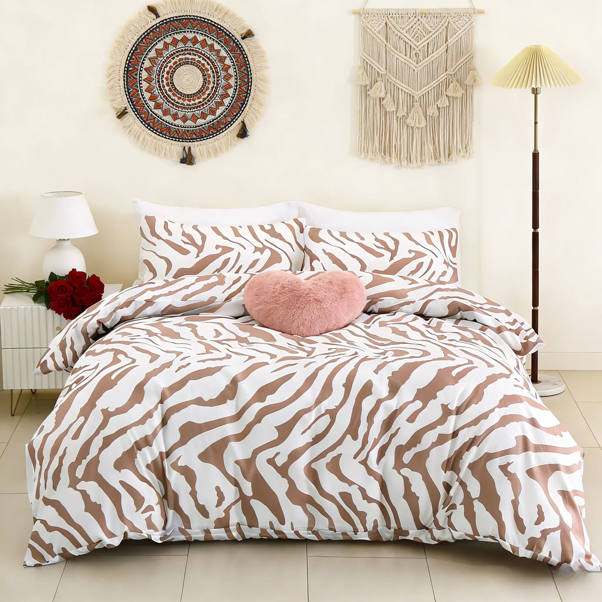 Color Block Zebra Stripe Line Print Bedding Set 1 Duvet Cover + 2 ...