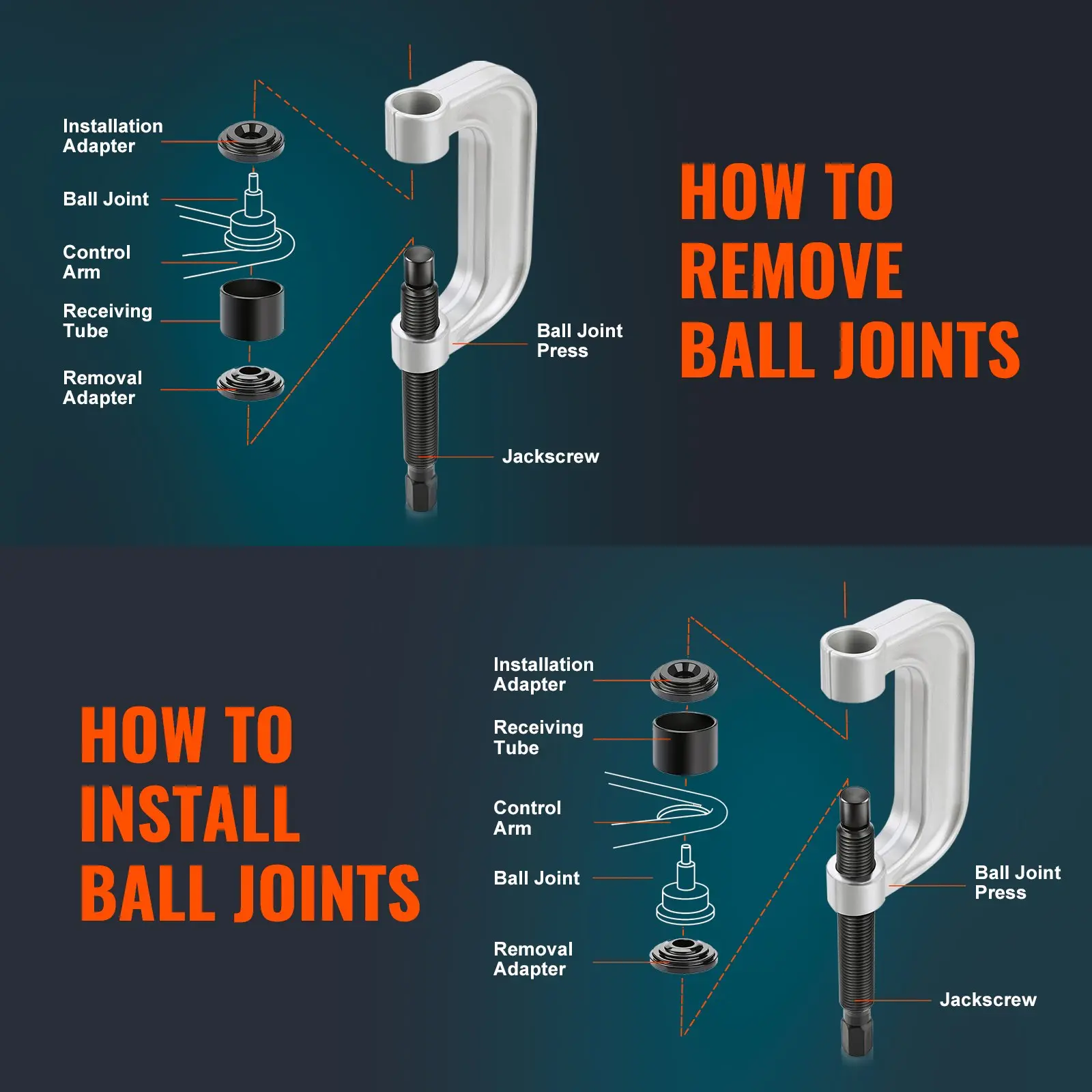 fathersdaygift VEVOR Ball Joint Press Kit, 10 pcsTool Kit, C-press Ball ...