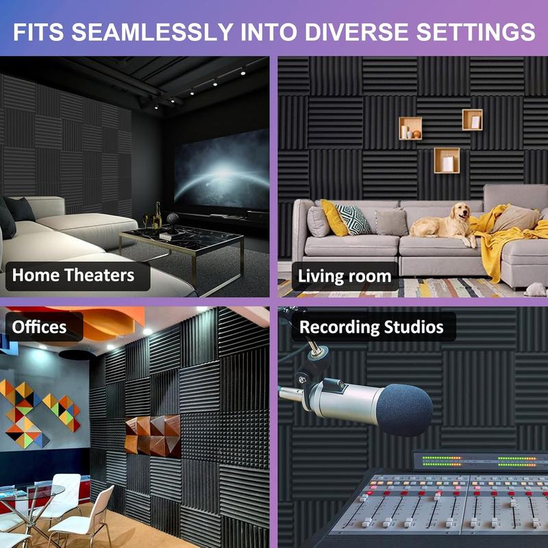 6-12PCS Acoustic Foam Panels Wedge, Professional Acoustic Environments ...