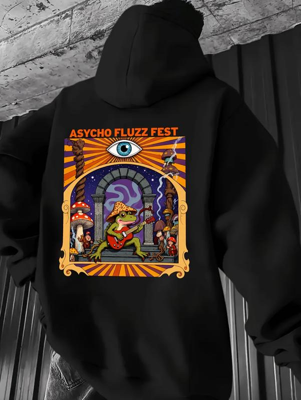 Men's Psychedelic Festival Hoodie Retro Frog Eye 60s 70s Concert Print ...