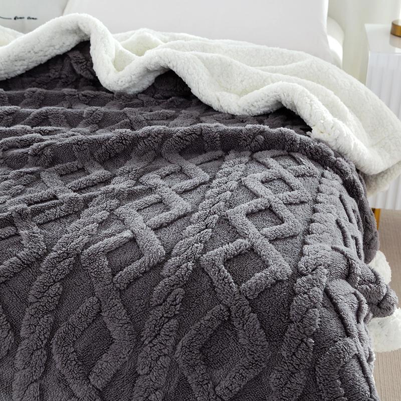 Solid Color Textured Blanket, 1 Count 500GSM Soft Comfortable Warm ...