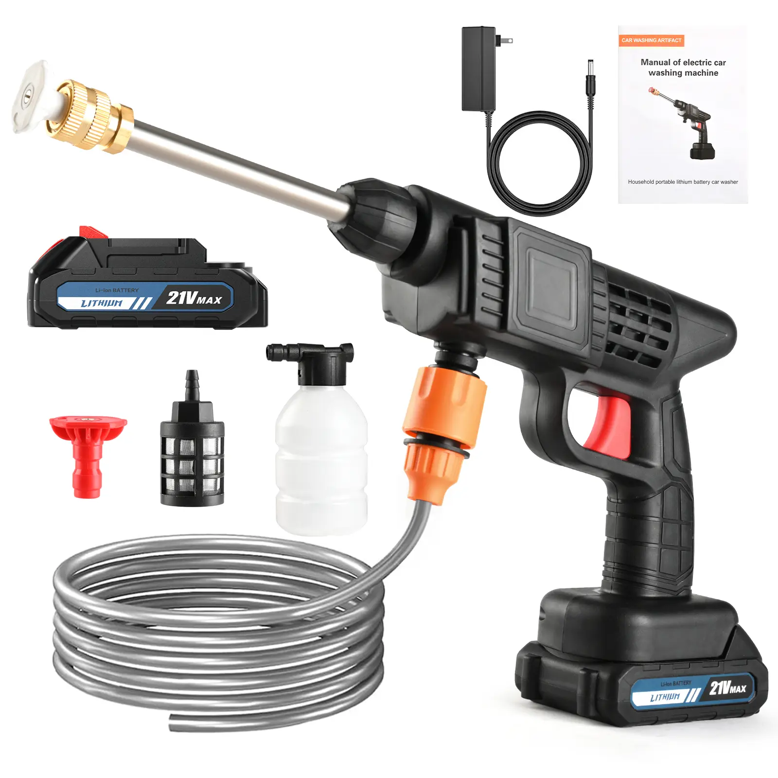 Household Portable 21V Lithium-Ion Battery Pressure Washer (27Wh) - 20 ...