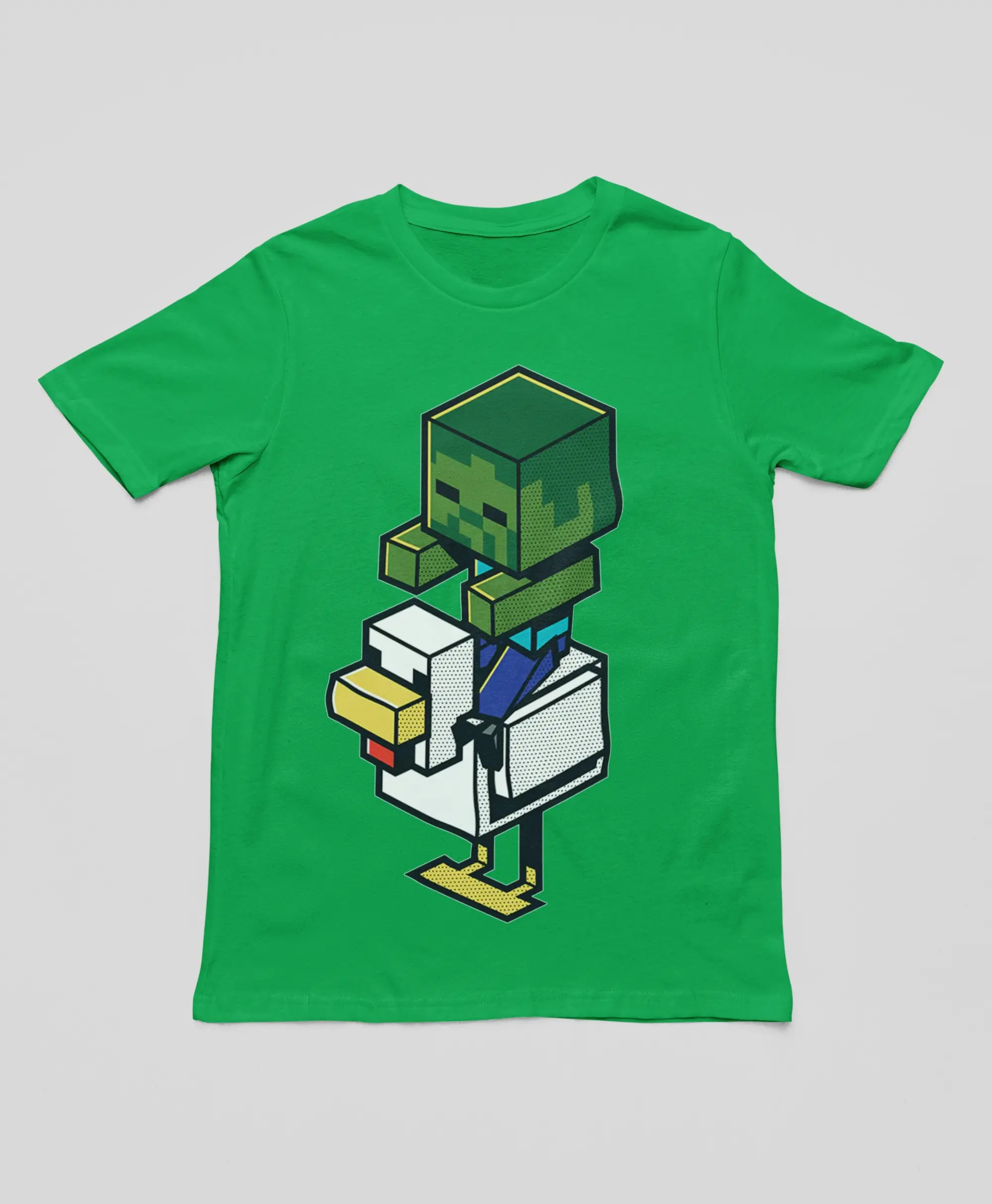 Minecraft Jolly Mobs Chicken Jockey Tee, Funny Creeper Pixel Art Shirt ...