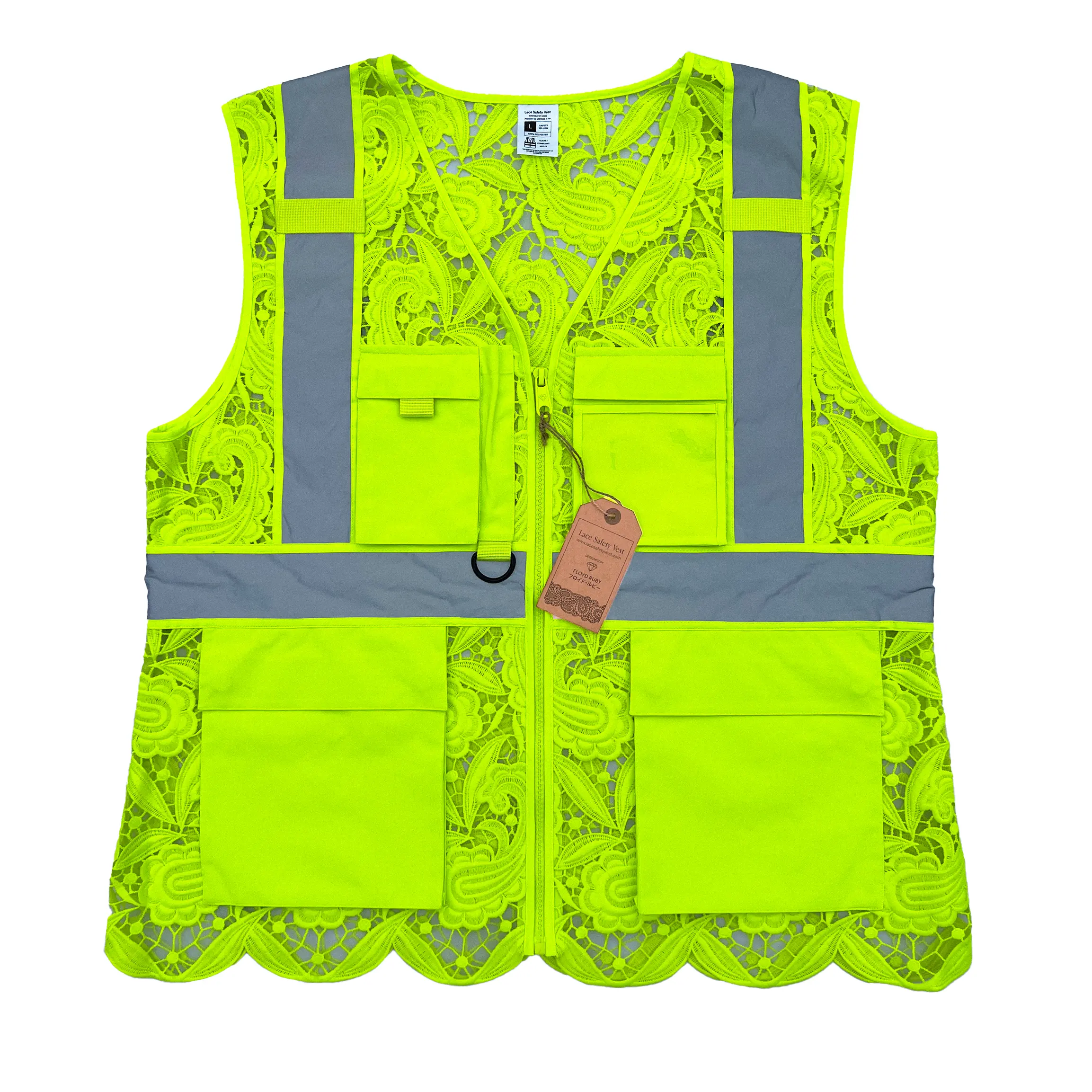 Lace Safety Vest with Pockets [Designed by Floyd Ruby] - Reflective ...