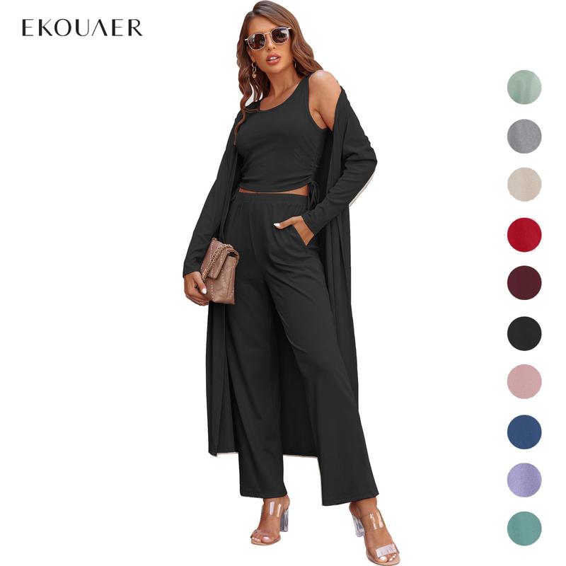 Cozy New Ekouaer Women's 3 Piece Knit Lounge Set Long Sleeve - TikTok Shop