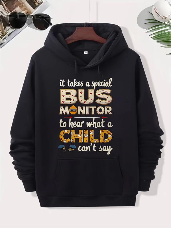 Men's Bus Monitor Appreciation Graphic Hoodie Black Streetwear Pullover ...
