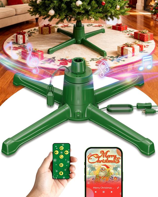 COOLWUFAN Musical Rotating Christmas Tree Stand with Remote Control ...
