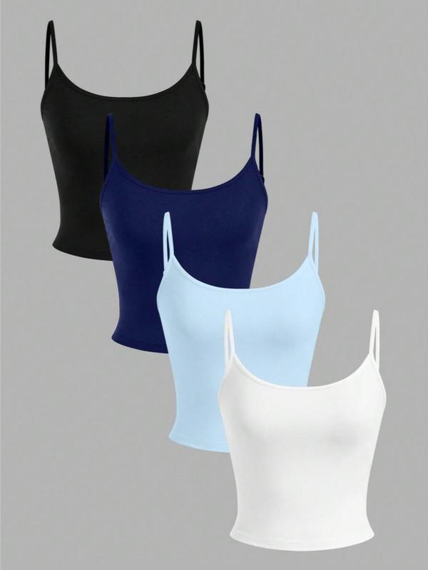 4-Pack Women's Cropped Sporty Camisole Tank Tops – Sleeveless Stretch ...