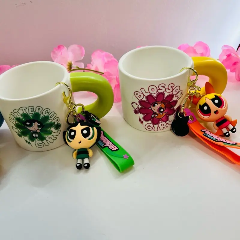 11-ounce mug featuring a Powerpuff design, plus 3D keychains. - TikTok Shop