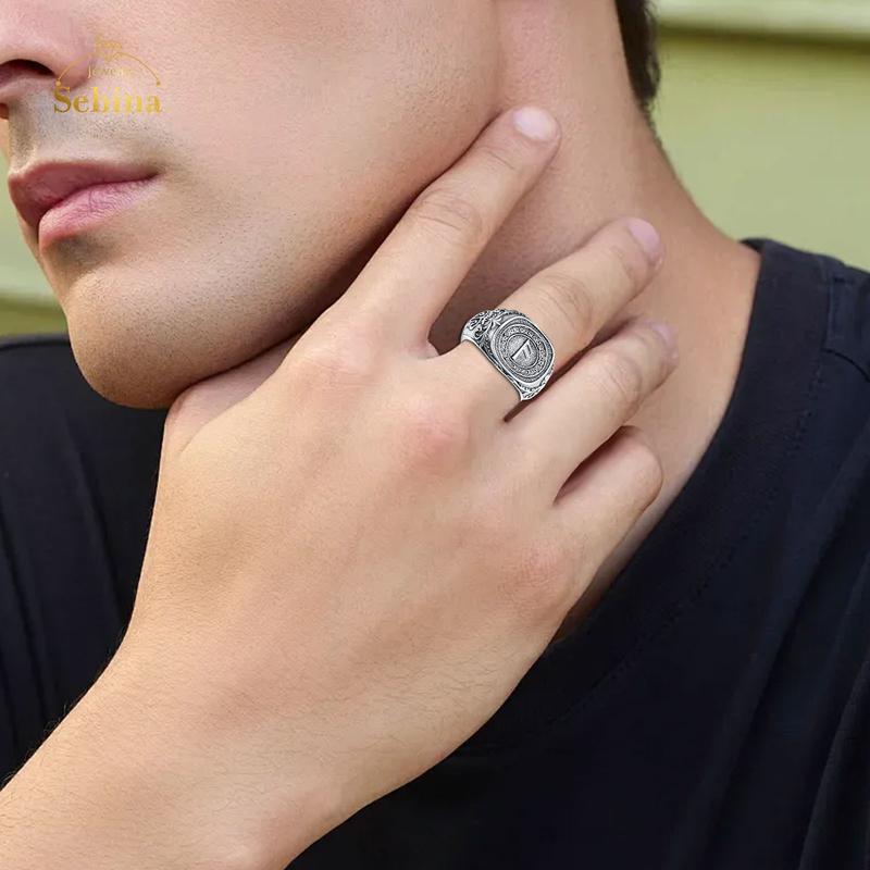 Sebina Viking Rune Symbol S925 Silver Ring Norse Pagan Retro Sterling ...