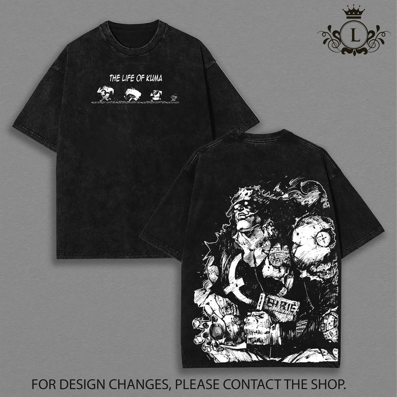 Bartholomew Kuma Graphic Tee, Acid Washed 1 Pieceeee Shirt, Oversized ...