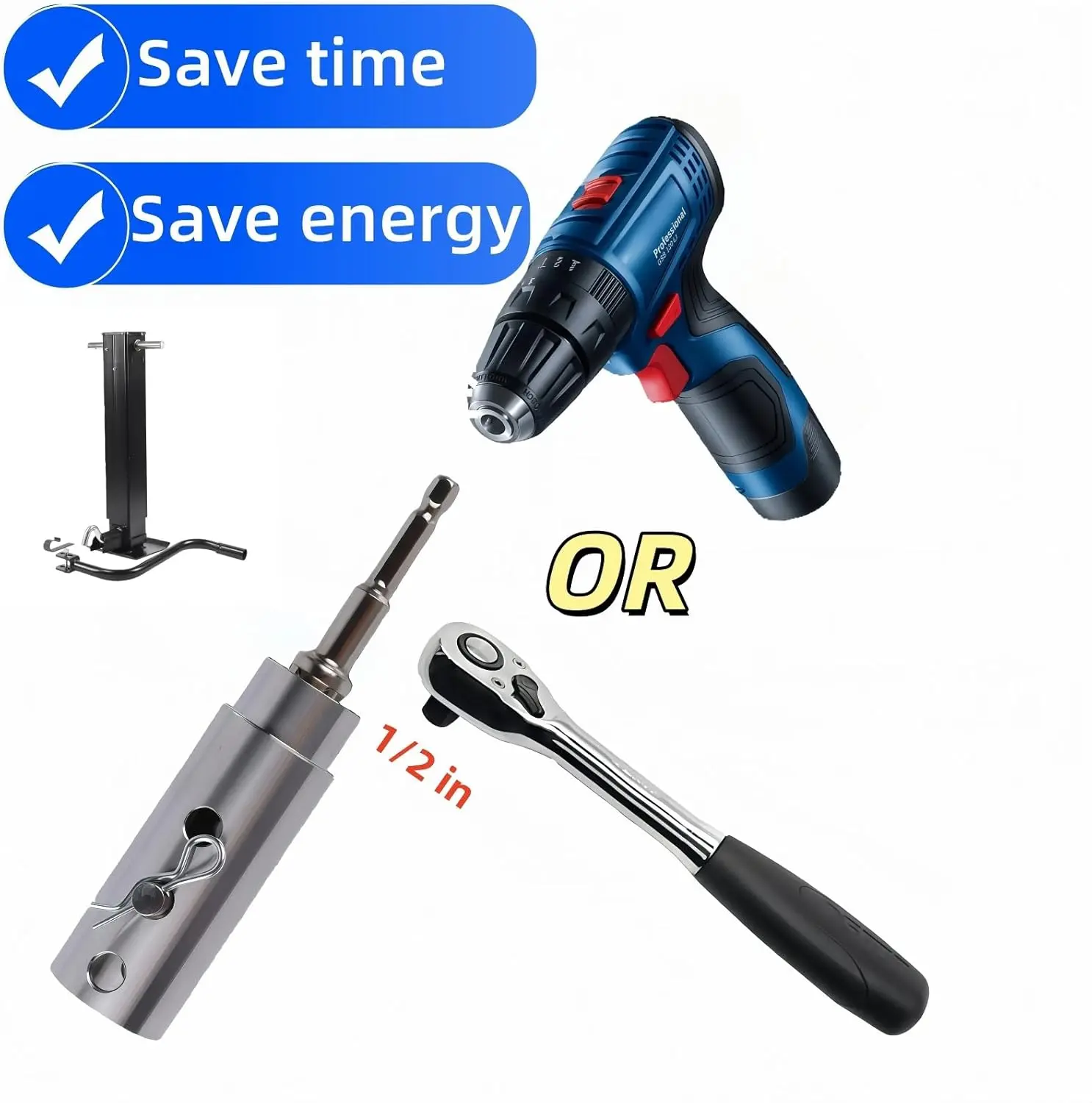 1Set Trailer Jack Drill Adapter, Upgraded Stainless Steel, Dual ...