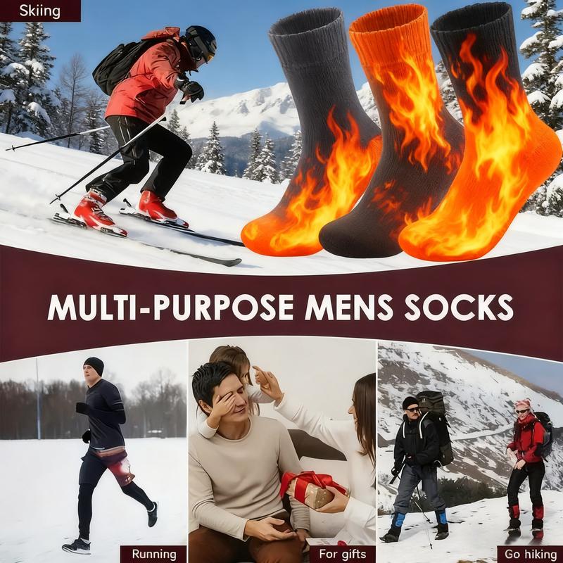 3/10 Pack Men's Warm Snow Socks - Thickened Fleece Boot Socks Soft ...