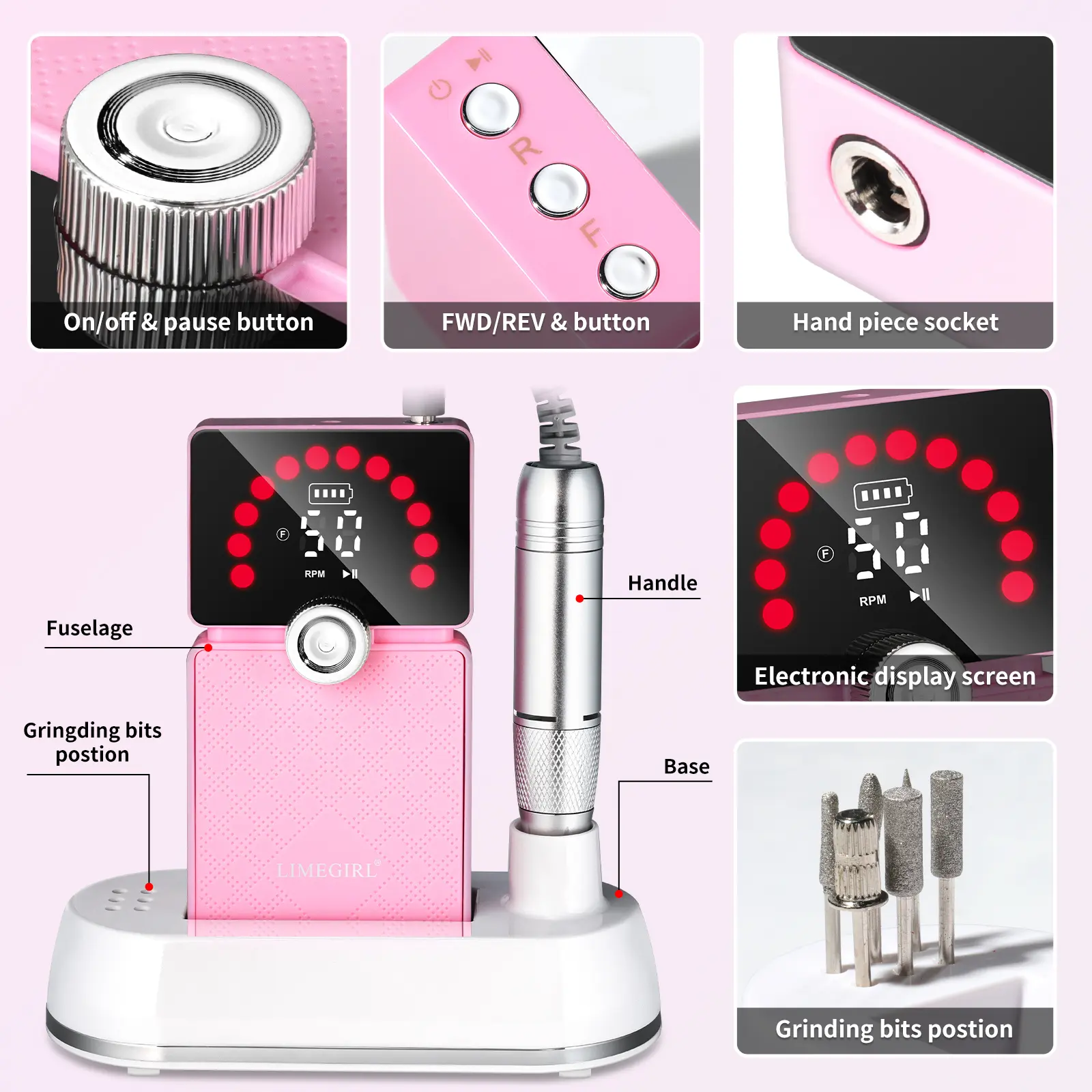 LEMIGIRL New Professional Portable Nail Drill High-Power 50,000 RPM ...