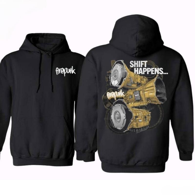 Firepunk Shift Happens Hoodie, Turbocharged Gearhead Style Hoodie, Cool Gift for Truck ...