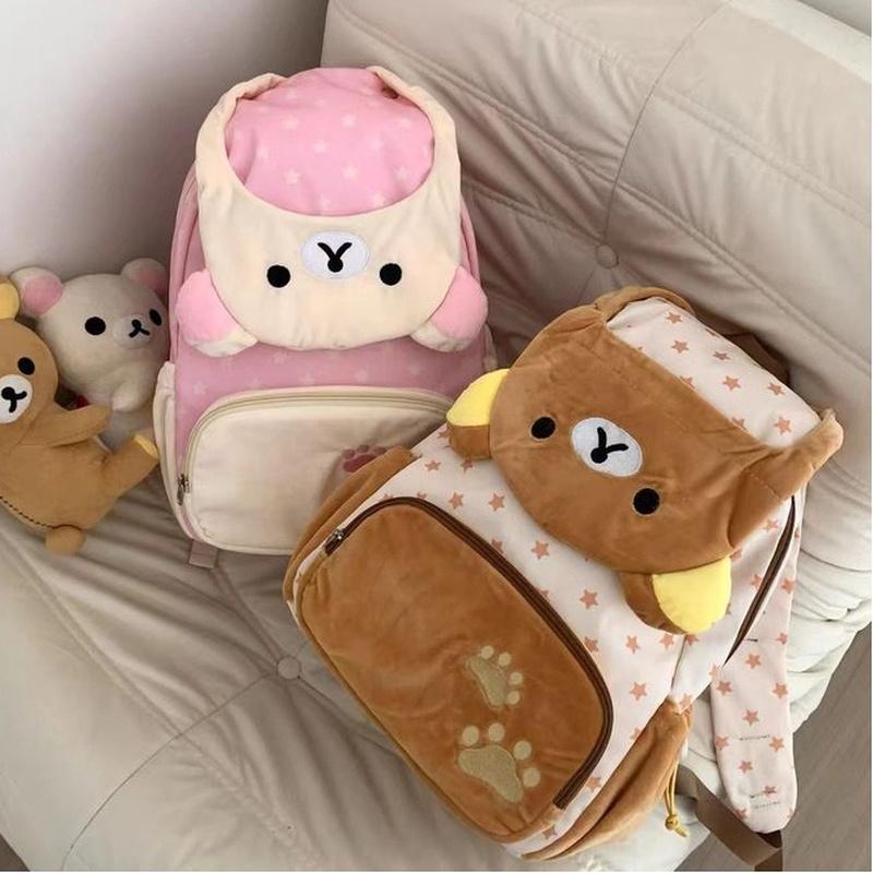 Kawaii Japanese San-X Rilakkuma Flip Backpack Cartoon Large Capacity ...
