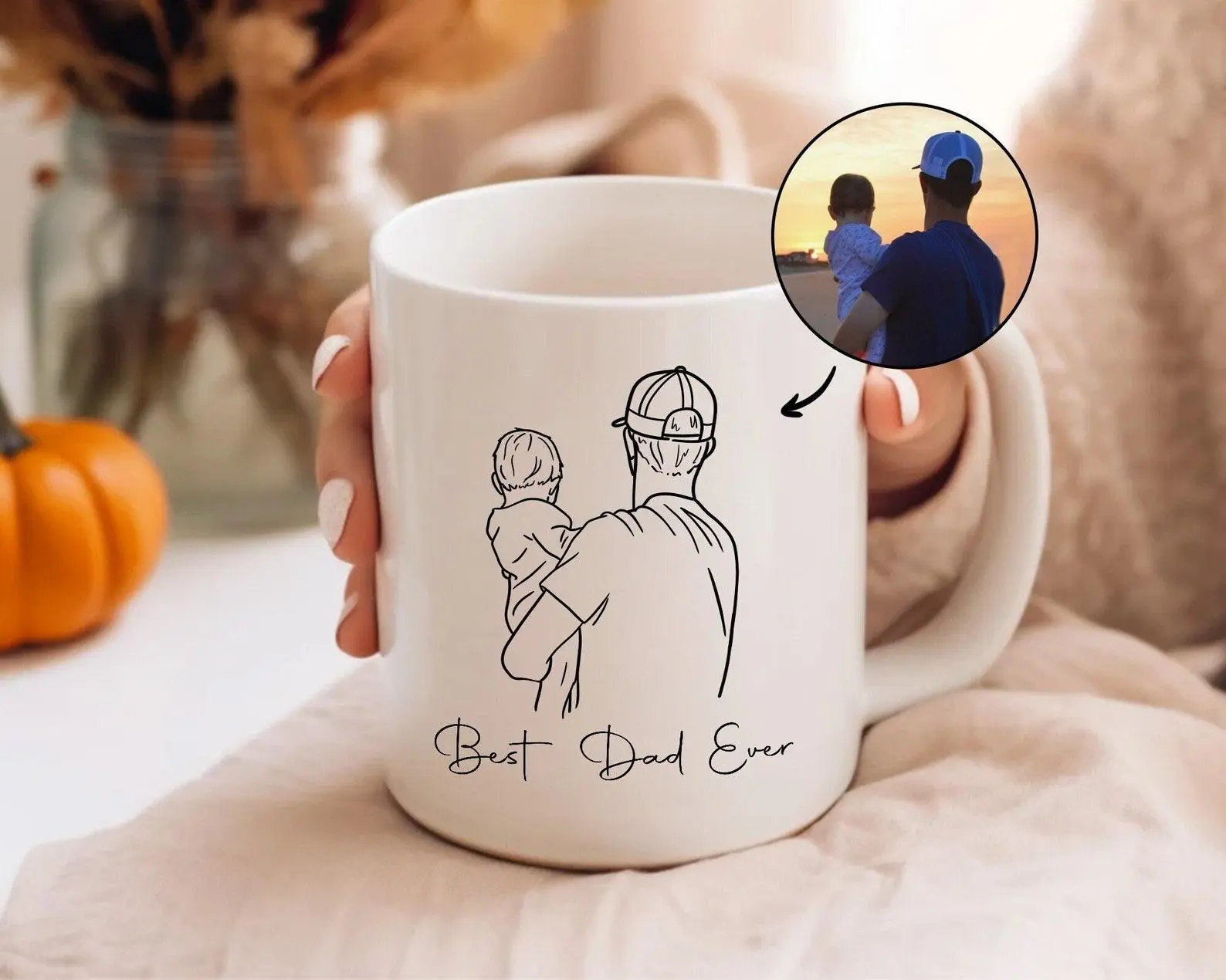 Custom Photo Portrait Mug, Father's Day Gift Personalized Mug With ...