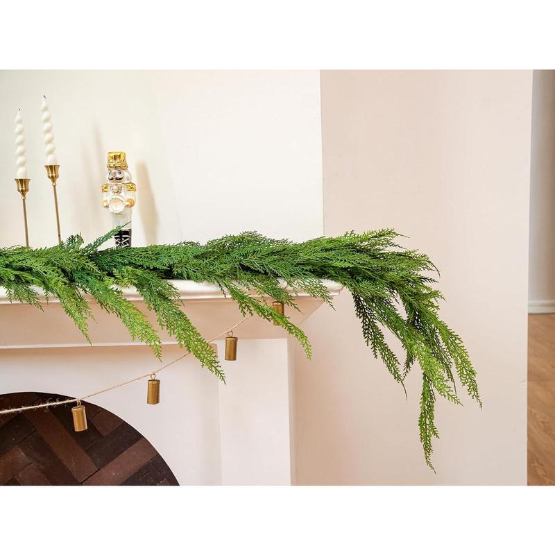 6FT Cedar Garland Realistic Faux Pine Cypress Garland for Mantle Stairs ...