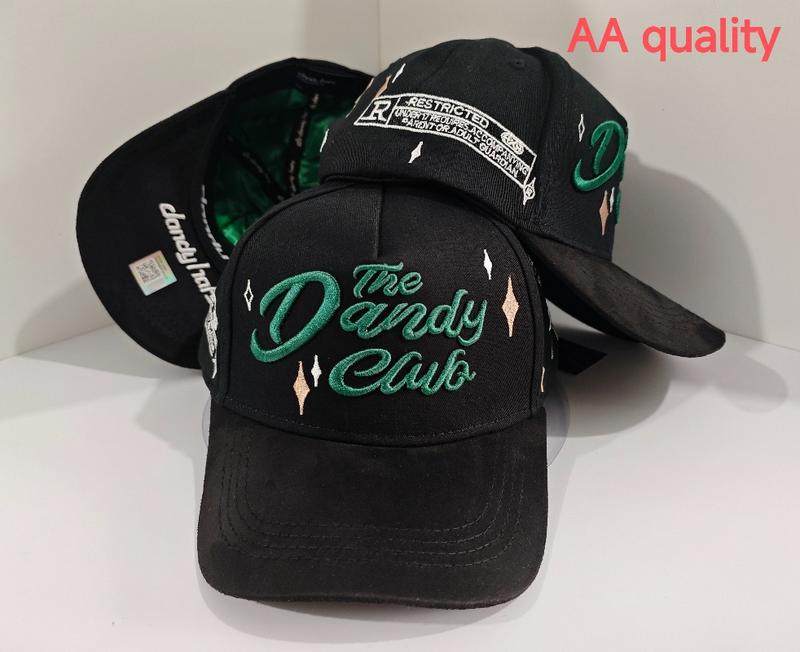 Black 'The Dandy Club' Cap: Green Script Embroidery + Diamond Accents ...