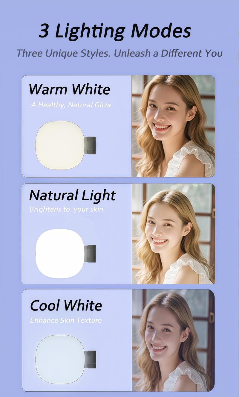 3 in-1 Magnetic Mirror Selfie Light 360° LED Fill Light and Phone Stand ...