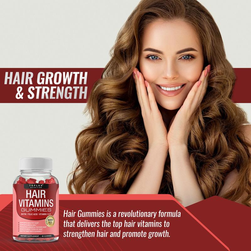 Hair Vitamins Biotin Gummies (5000 mg) Supplement for Hair, Skin ...