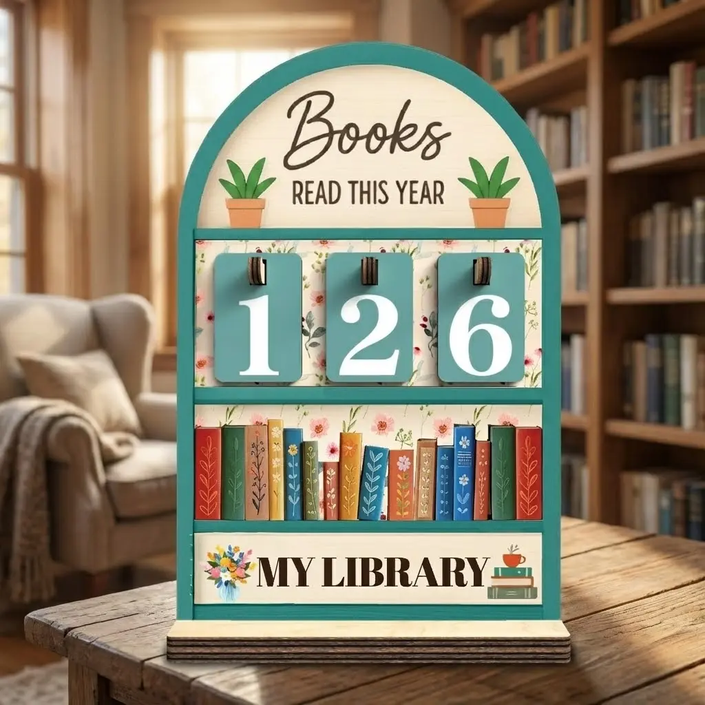 Books Read This Year Counter - Wooden Tracker for Readers - TikTok Shop