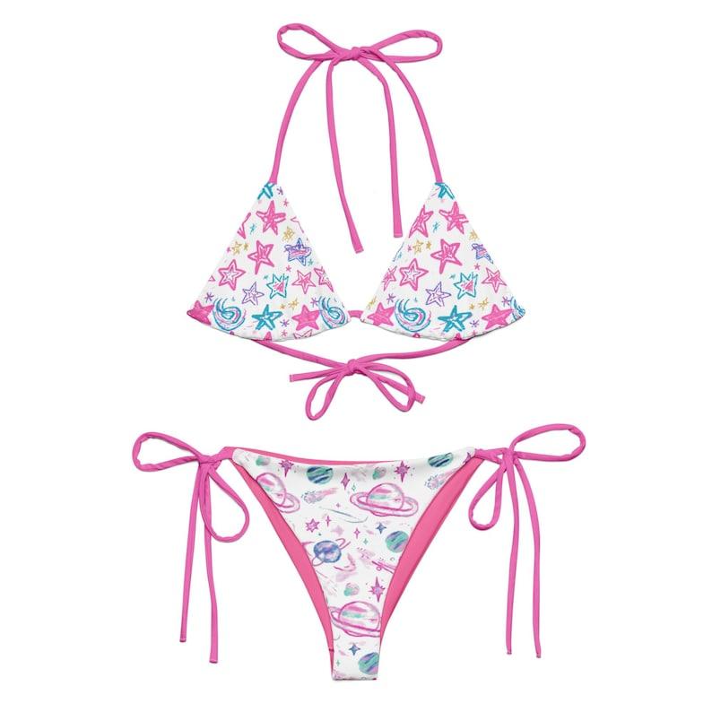 Y2K Space String Bikini, Planet and Star Pastel Aesthetic Swimsuit ...