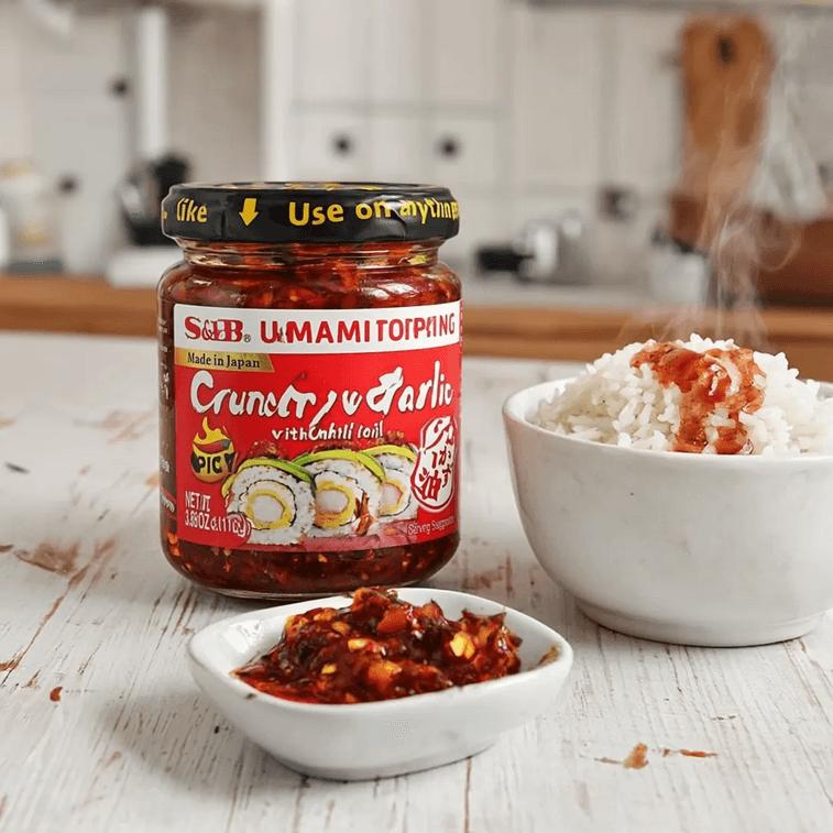 S&B Japanese Umami Crispy Garlic Chili Oil - Savory Garlic Rice Topping ...