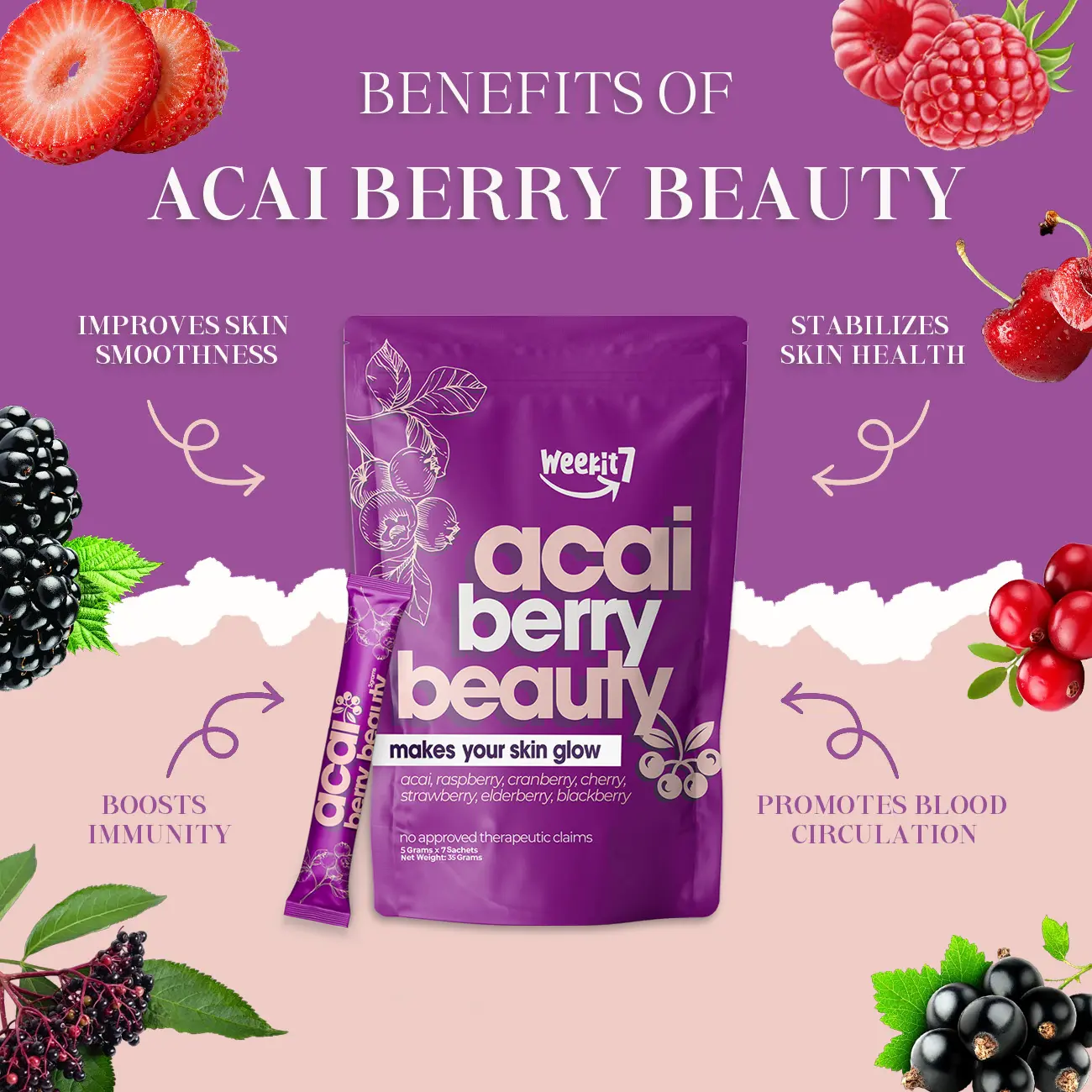 Weekit7 Acai Berry Cleanse Organic Acai Berry Powder,Superfood Acai ...