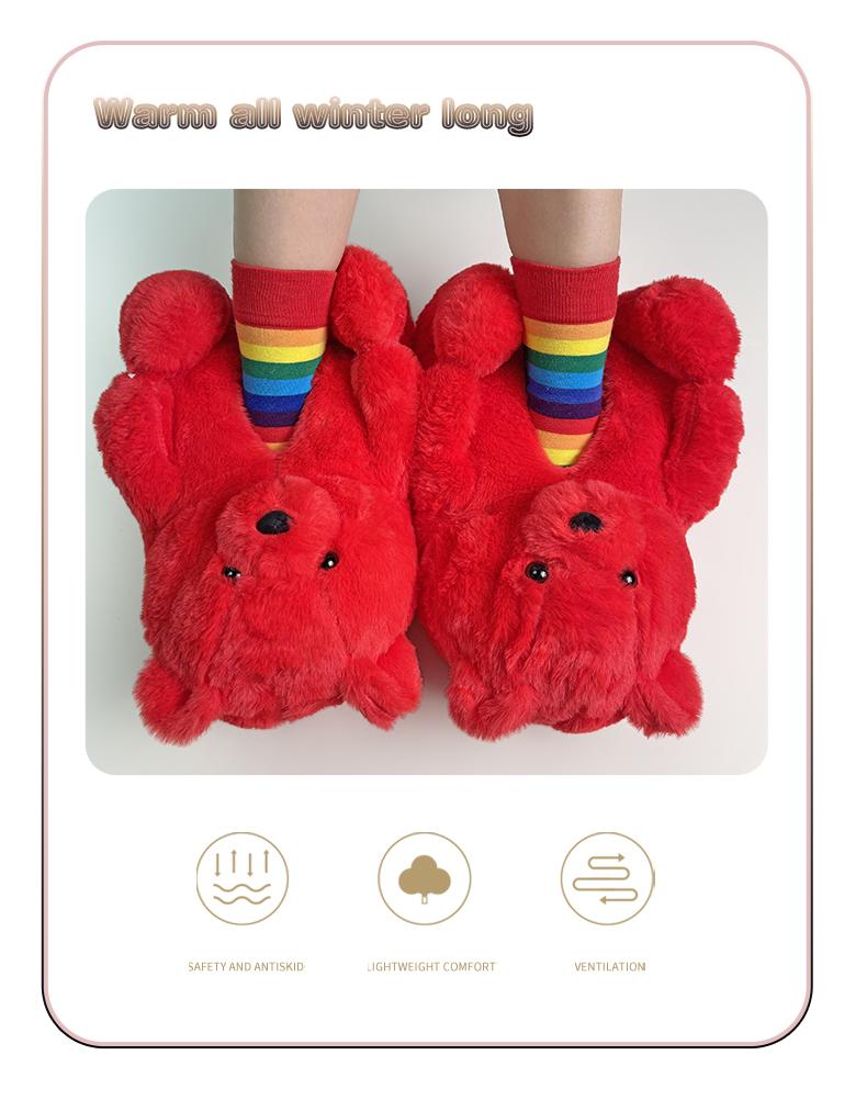 Women's Cotton Fleece Indoor Slippers Bear Design Fluffy Cozy Fit ...