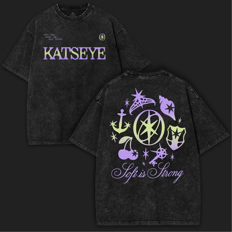 Katseye Oversized Washed Tee – Soft is Strong Pastel Graphic Heavy ...