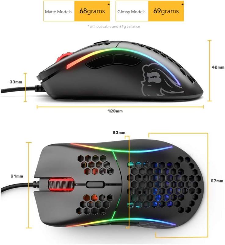 Glorious Model D Wired Gaming Mouse - 68G Superlight Honeycomb Design ...
