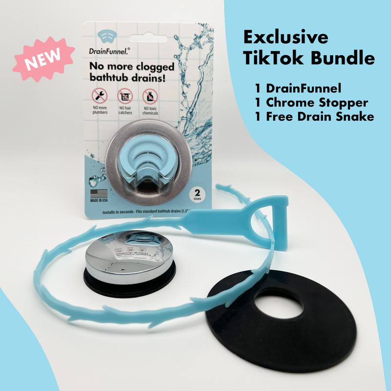 DrainFunnel Bundle: Bathtub Drain Funnel for Hair Clog Prevention, 2 ...
