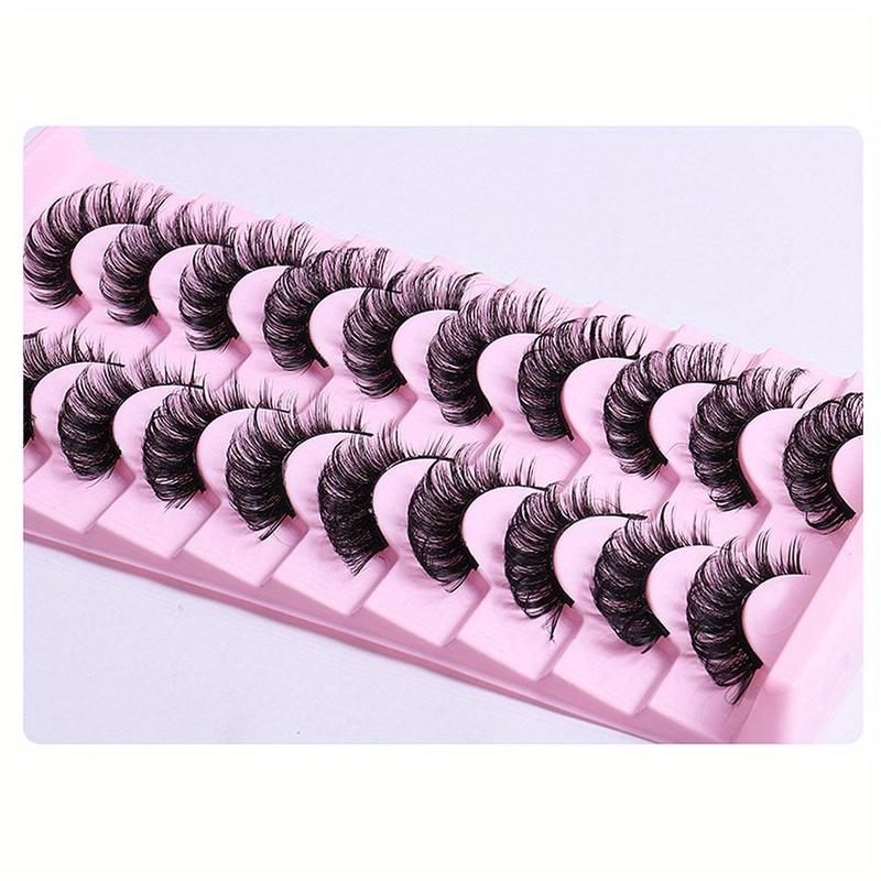10 Pairs Thick Curly False Eyelashes, Natural Curling Strip Lashes ...